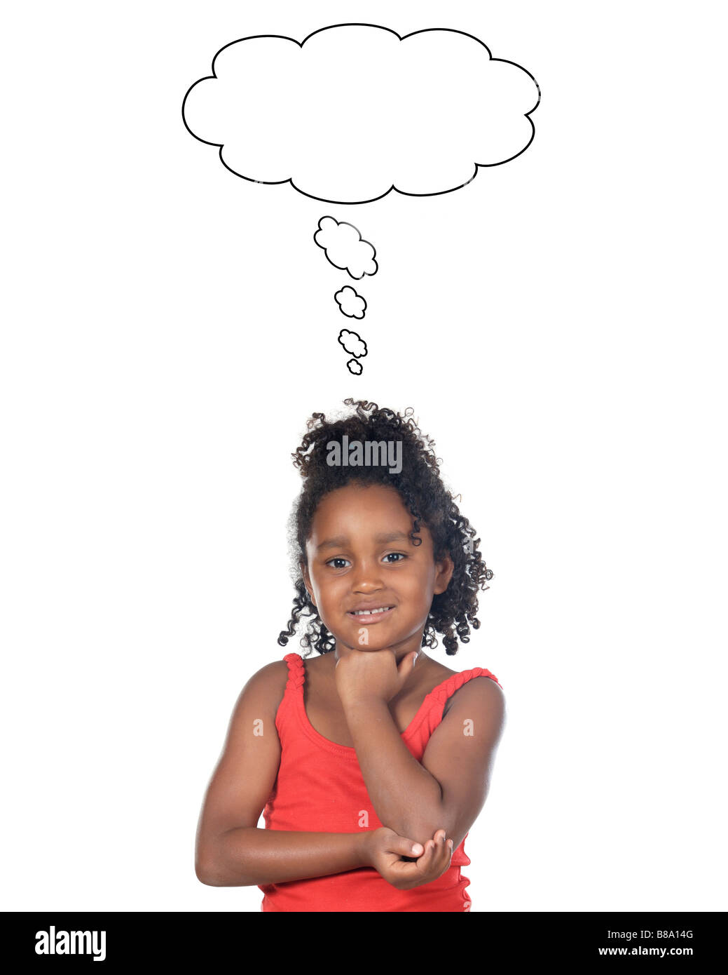 Adorable girl thinking a over white background Stock Photo - Alamy