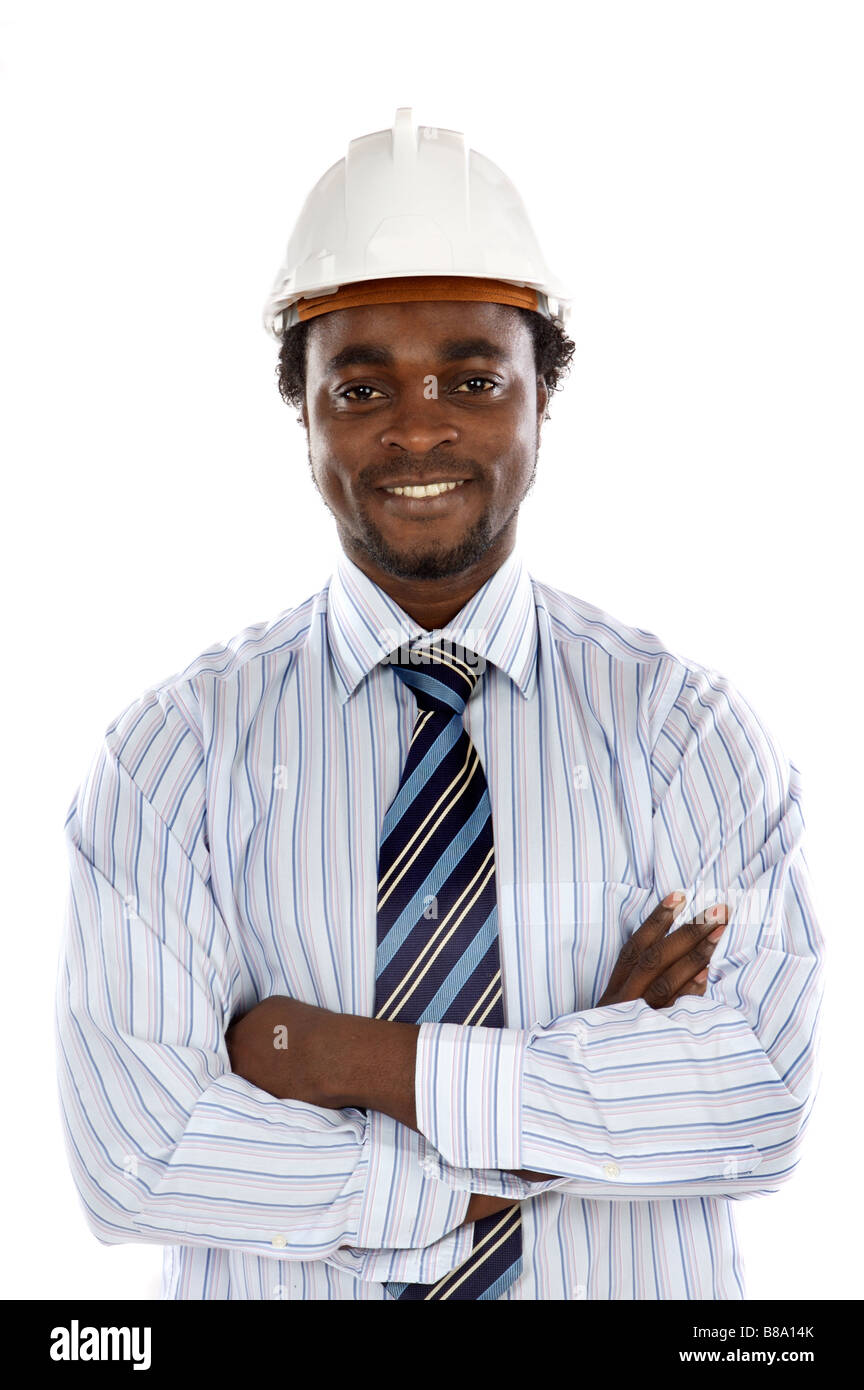 Photo of handsome engineer smiling a over white background Stock Photo ...