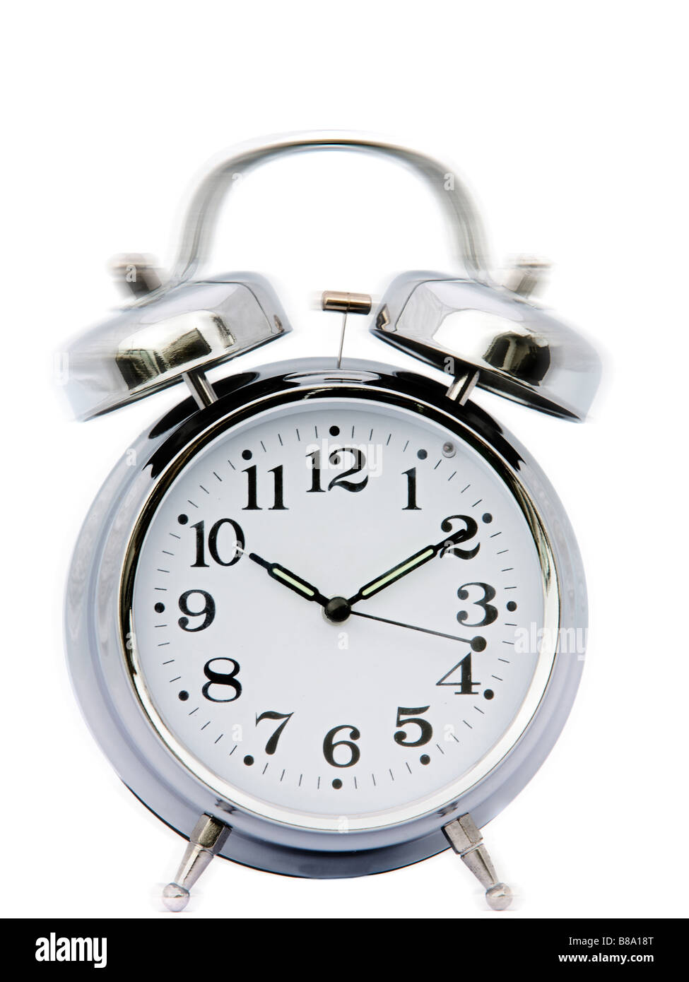 Clock ringing a over white background Stock Photo - Alamy