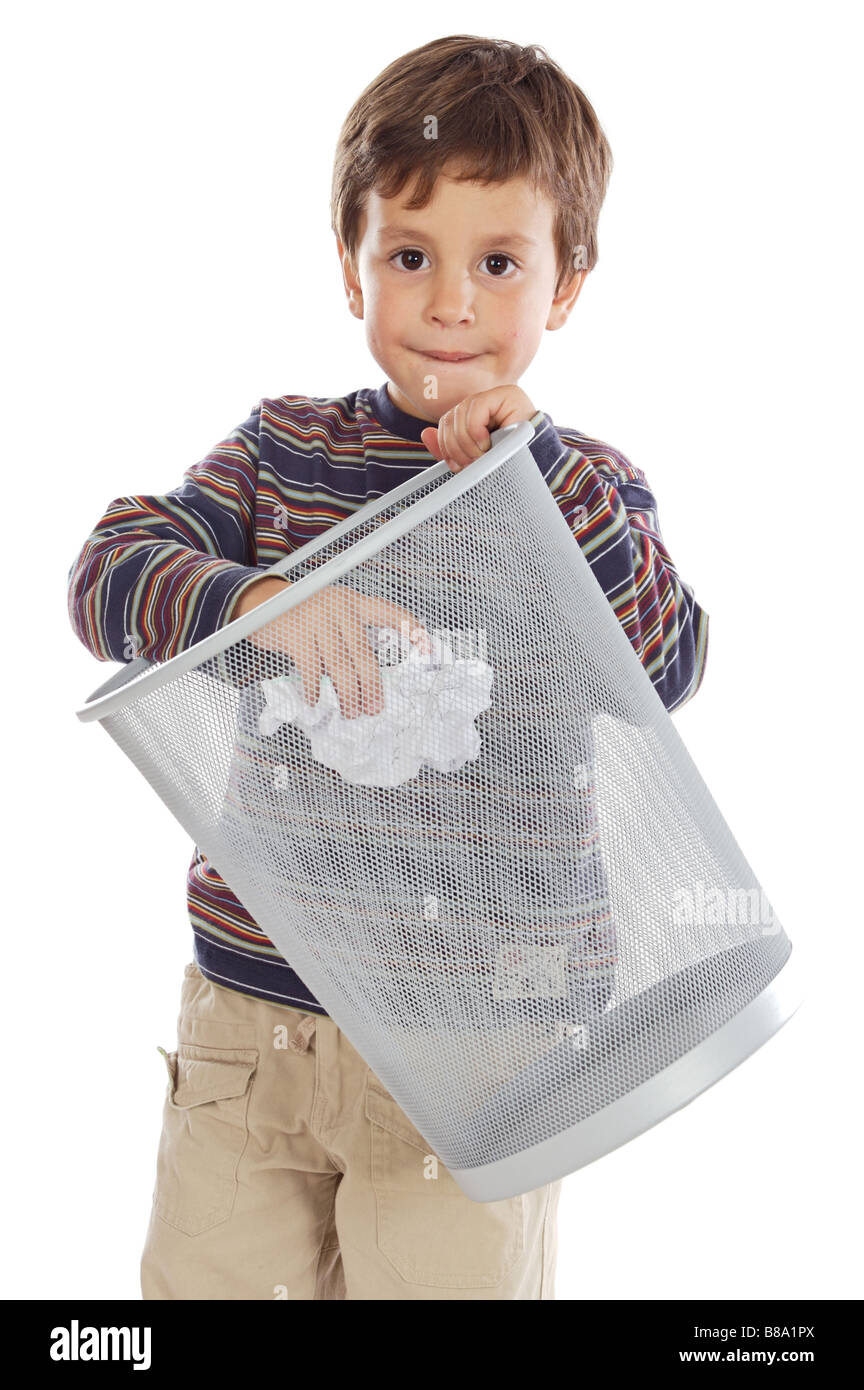 Boy throwing garbage into trash can hi-res stock photography and images ...