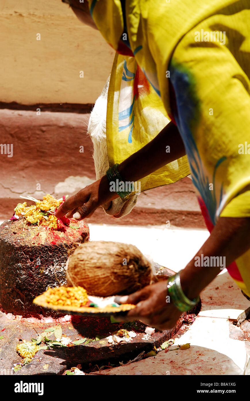 One Indian devotee at Shivaling Ambajogai temple Parbhani district at ...