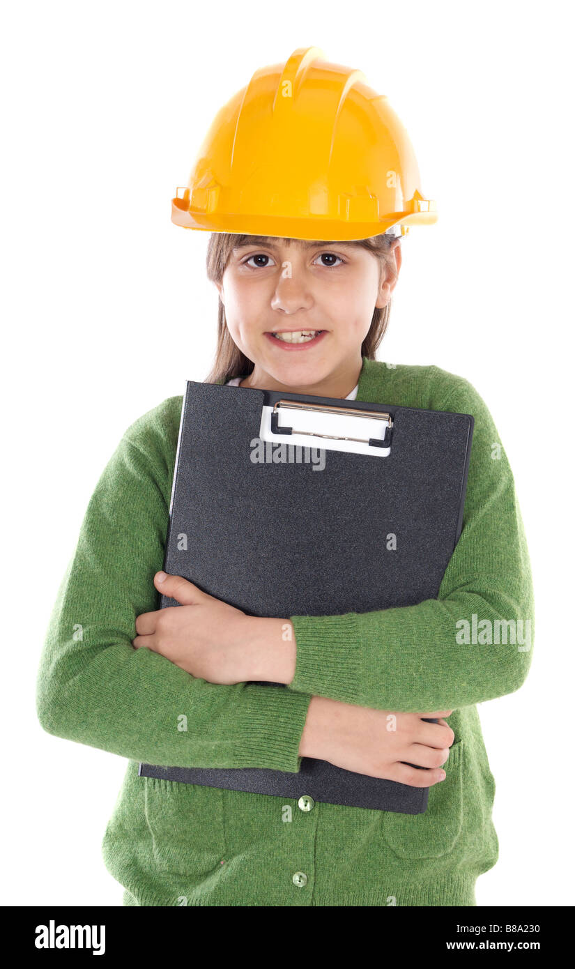 future engineer girl a over white background Stock Photo - Alamy