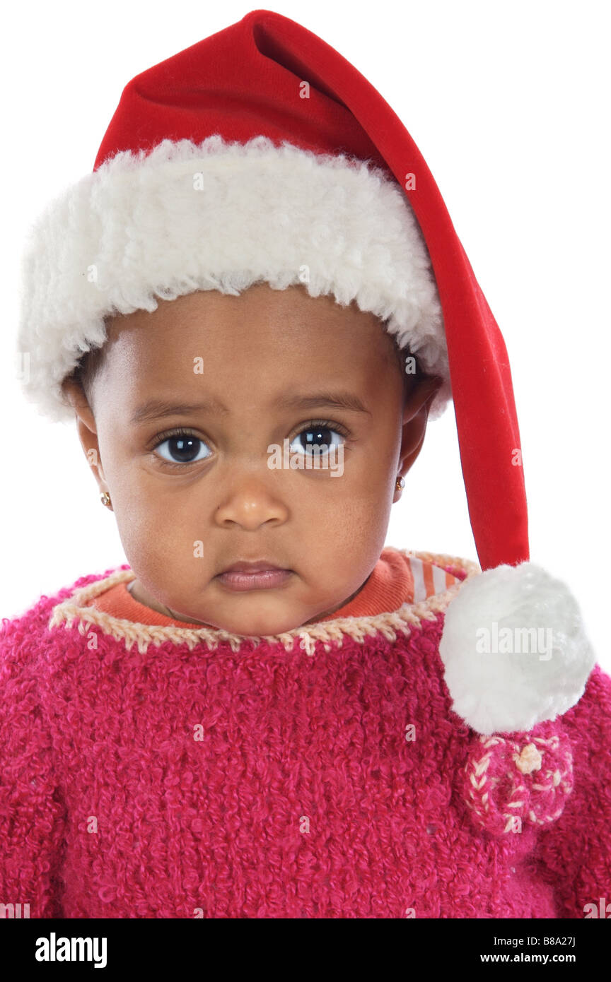 Adorable Santa Baby a over white background Stock Photo - Alamy