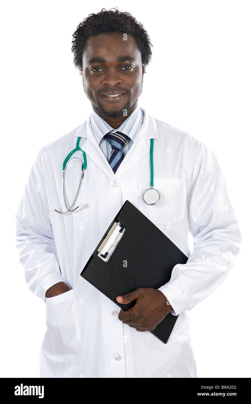 attractive young doctor a over white background Stock Photo - Alamy