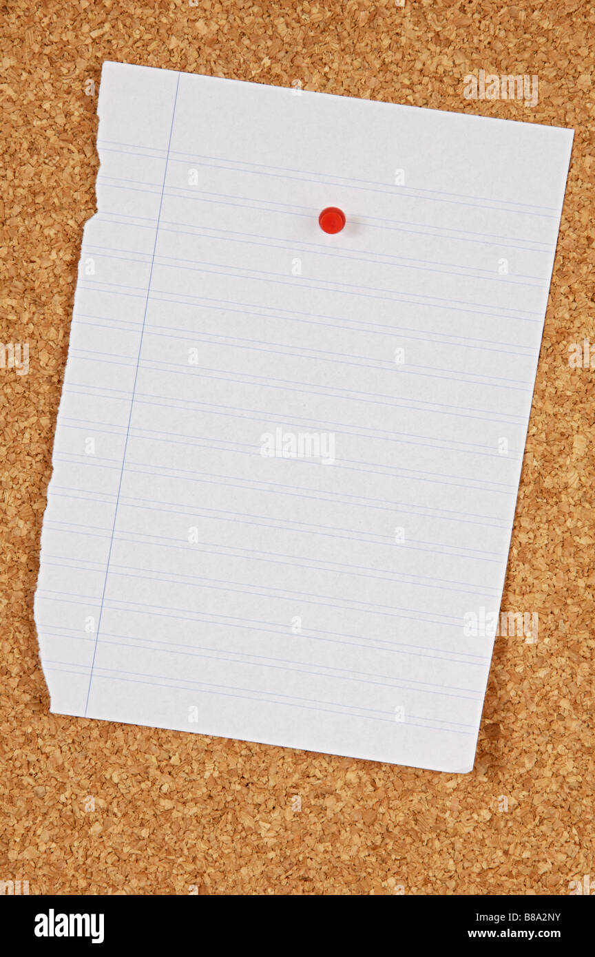 Blank sheet of paper on pin board Stock Photo - Alamy