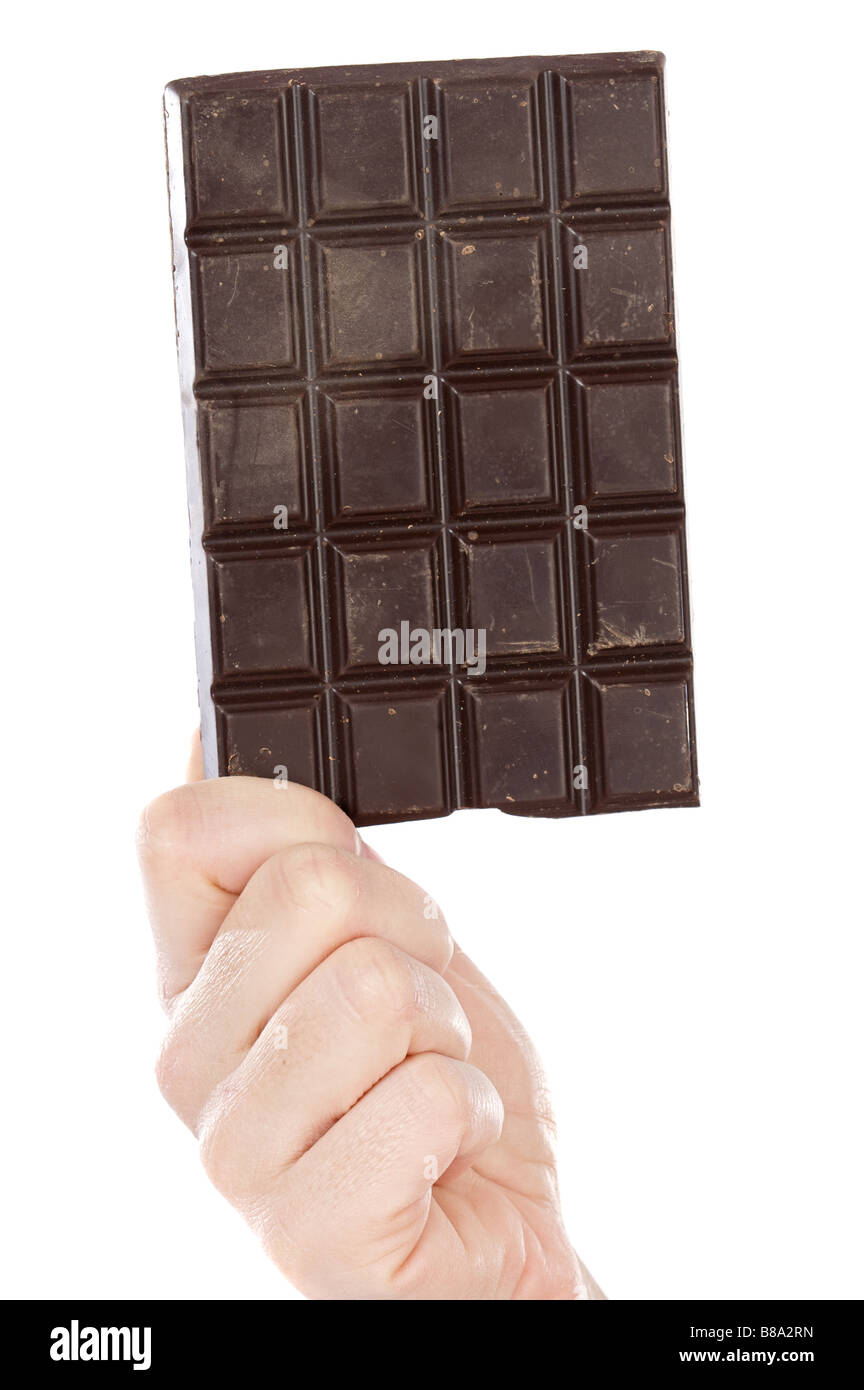 Hand whit chocolate isolated on the white background Stock Photo - Alamy