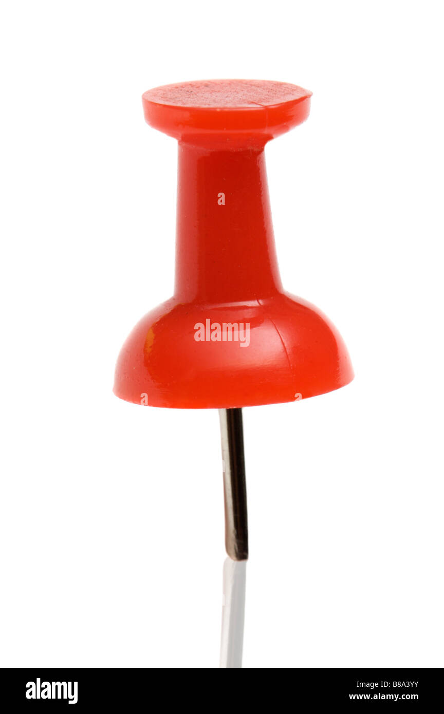 A red drawing pin on a white background Stock Photo - Alamy