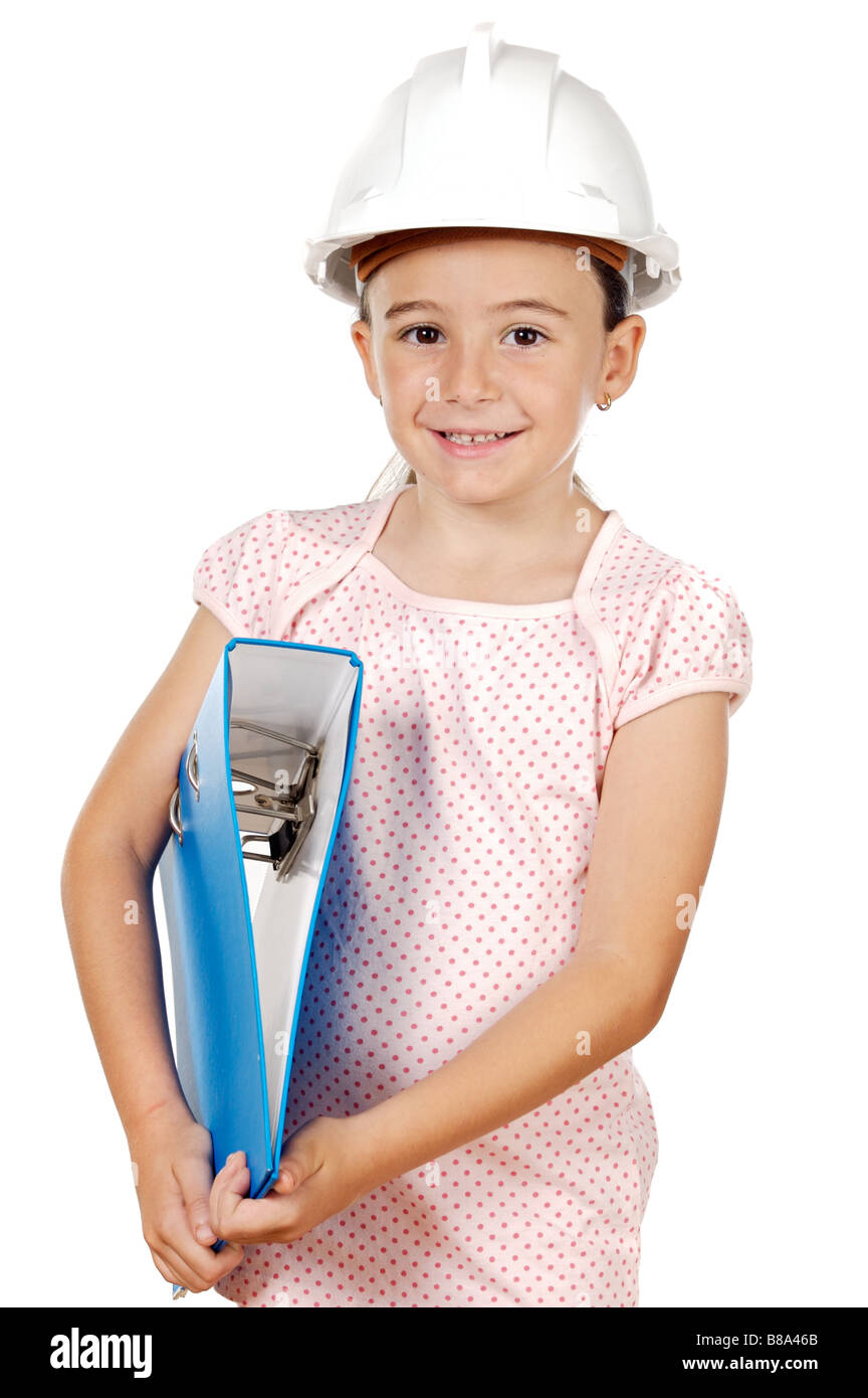 future engineer girl a over white background Stock Photo - Alamy
