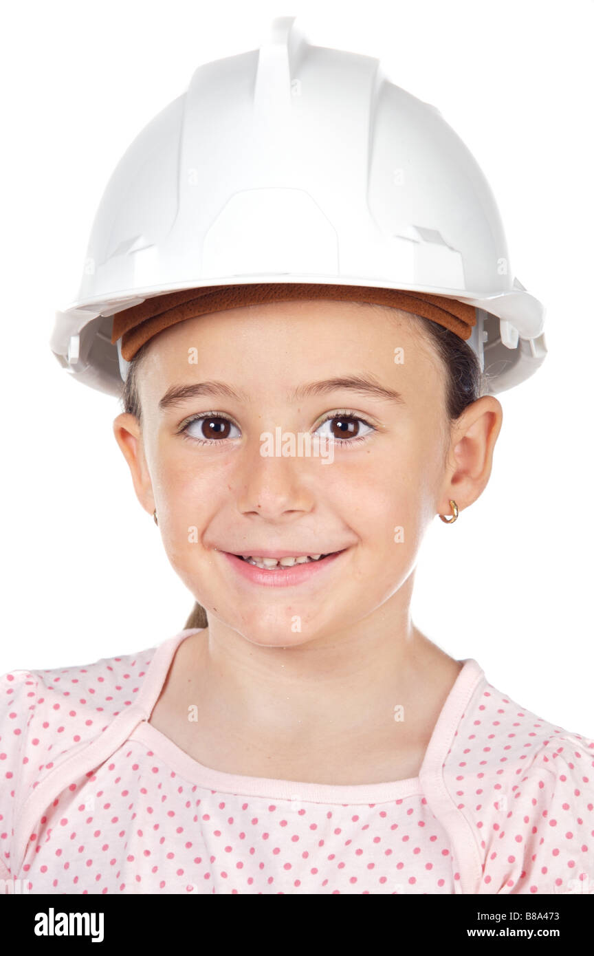 future engineer girl a over white background Stock Photo - Alamy