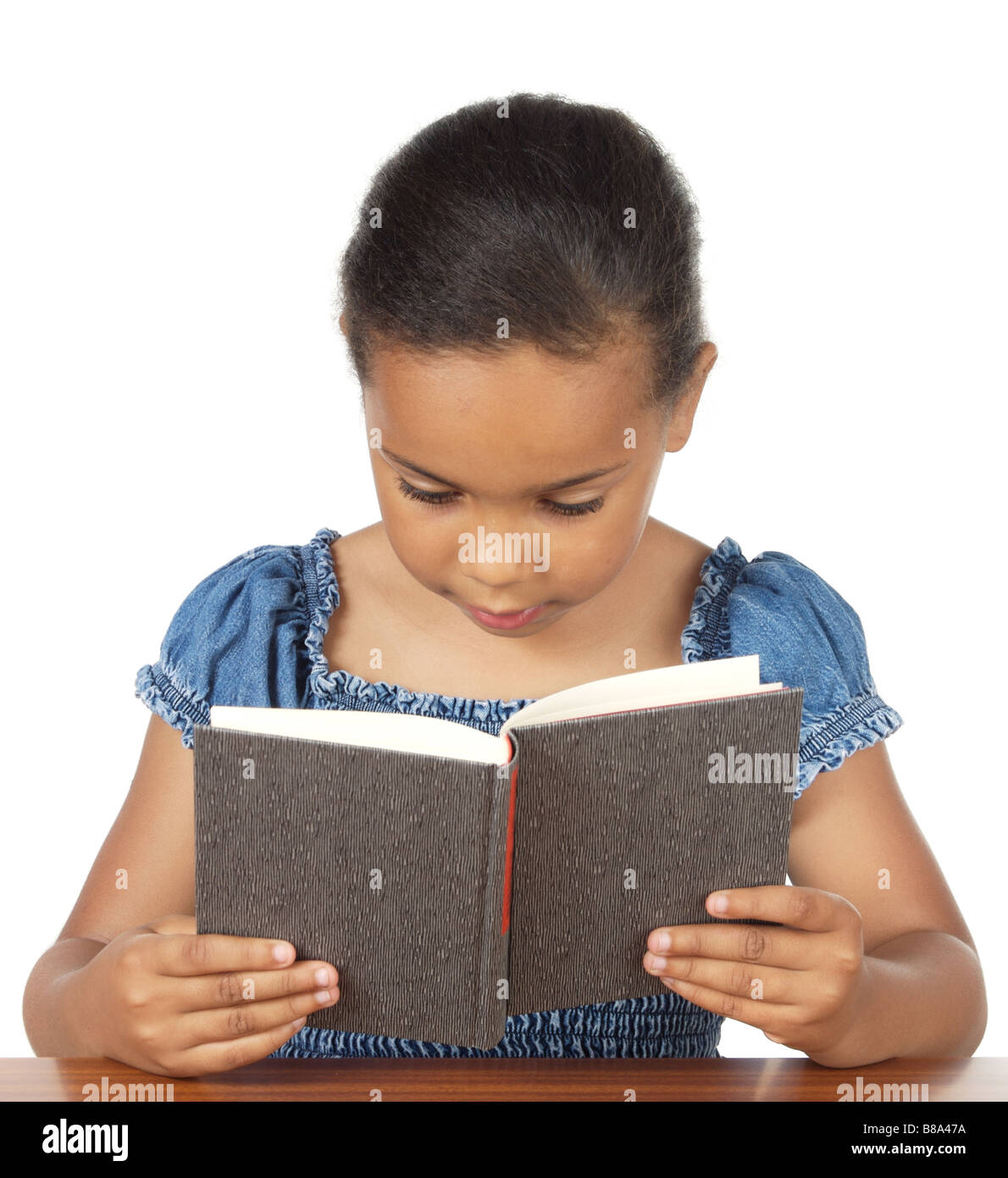 adorable girl studying in the school a over white background Stock ...