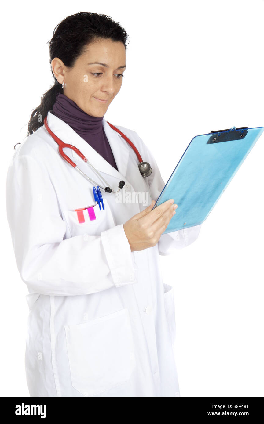 attractive lady doctor over a white background Stock Photo - Alamy