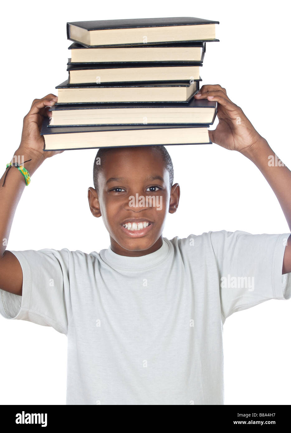 Adorable child studying a over white background Stock Photo - Alamy