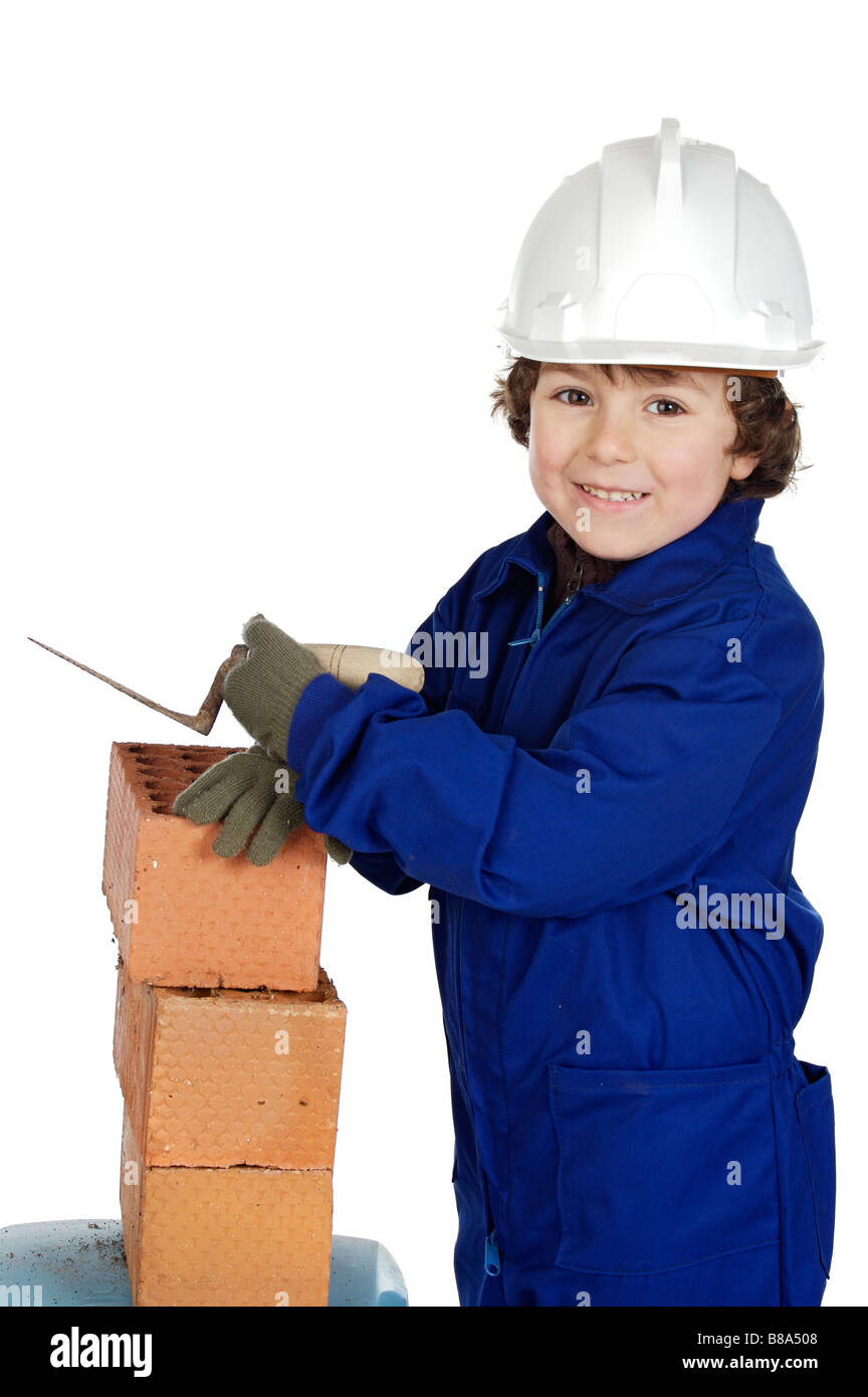 adorable future builder constructing a brick wall a over white ... adorable future builder constructing a brick wall a over white ...