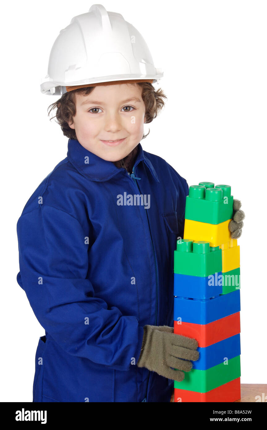 adorable future builder constructing a brick wall with toy pieces a ... adorable future builder constructing a brick wall with toy pieces a ...