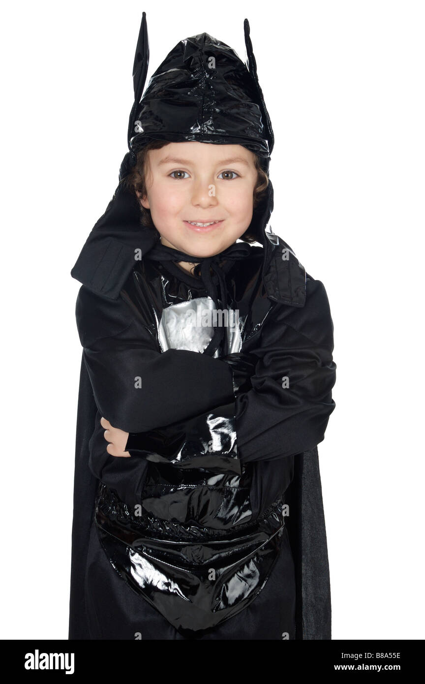 adorable child disguised of bat a over white background Stock Photo - Alamy