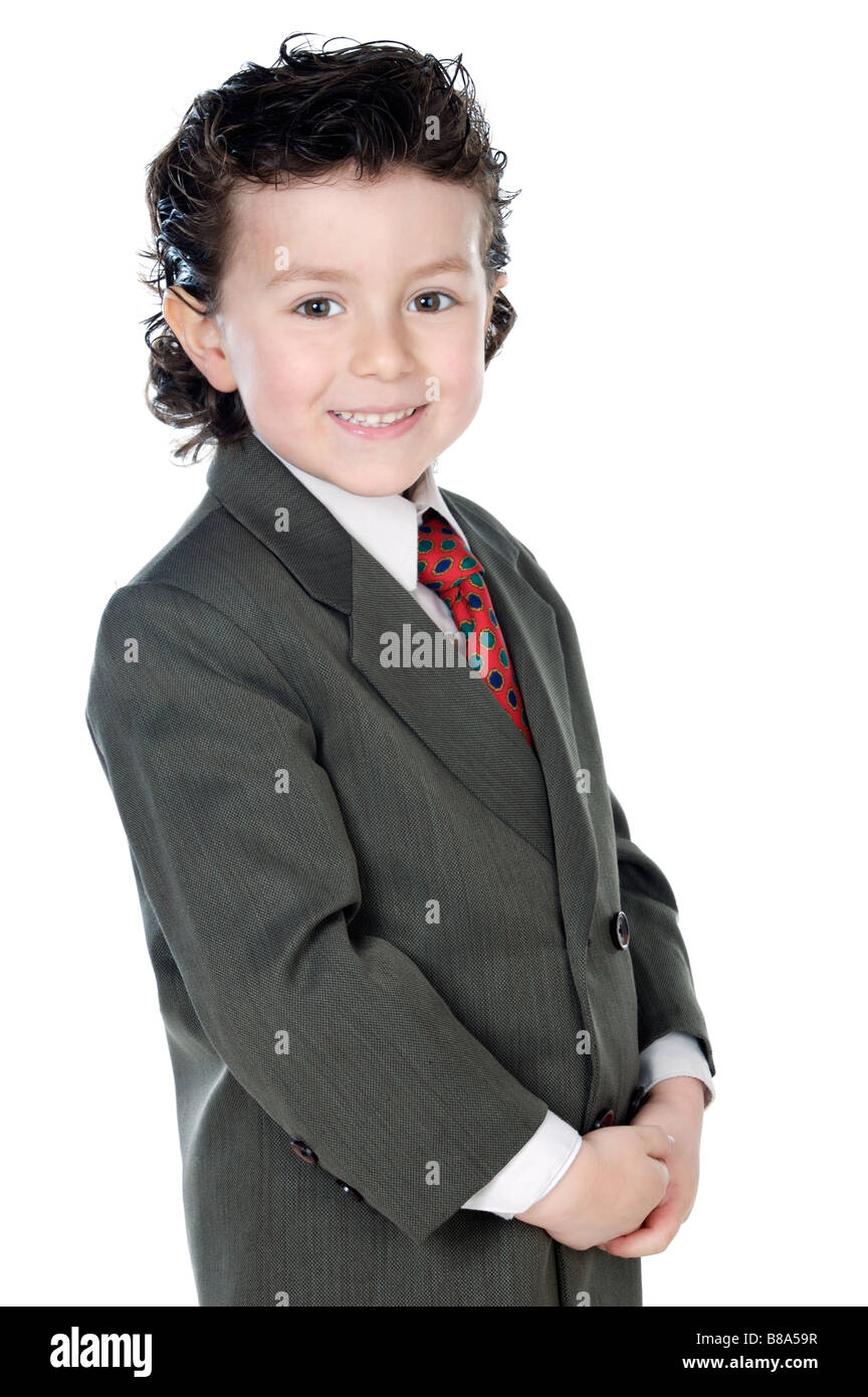 adorable child with elegant clothes a over white background Stock Photo ...