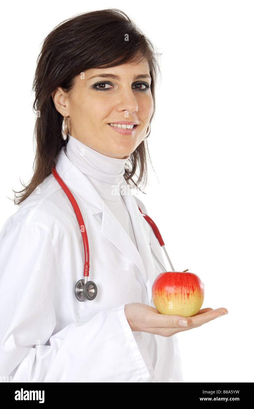 Attractive lady doctor over a white background Stock Photo - Alamy