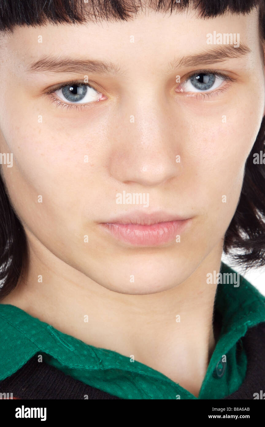 Teenager with problems a over white background Stock Photo - Alamy