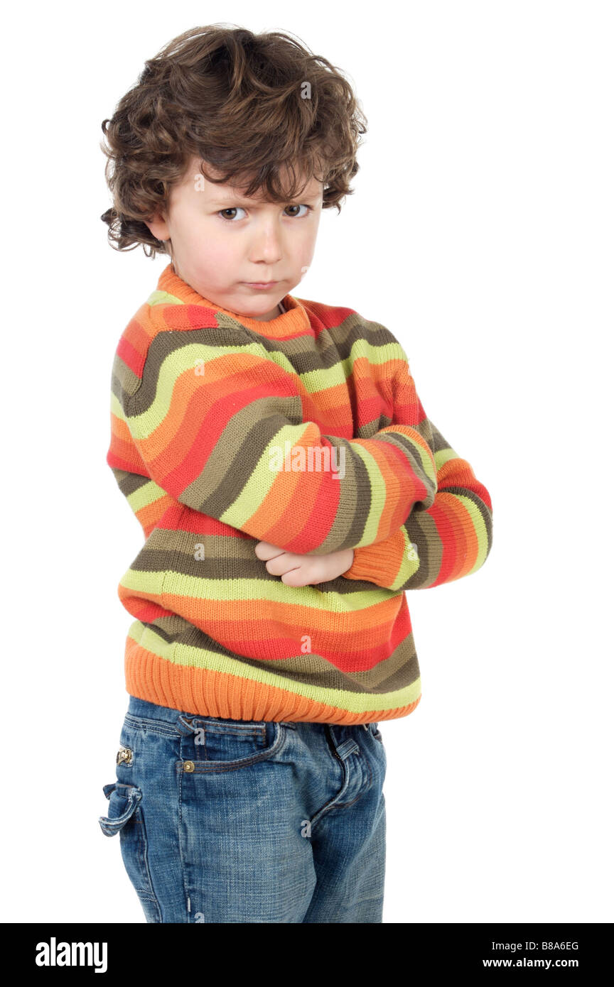 boy gotten upset and sad to over a white background Stock Photo - Alamy