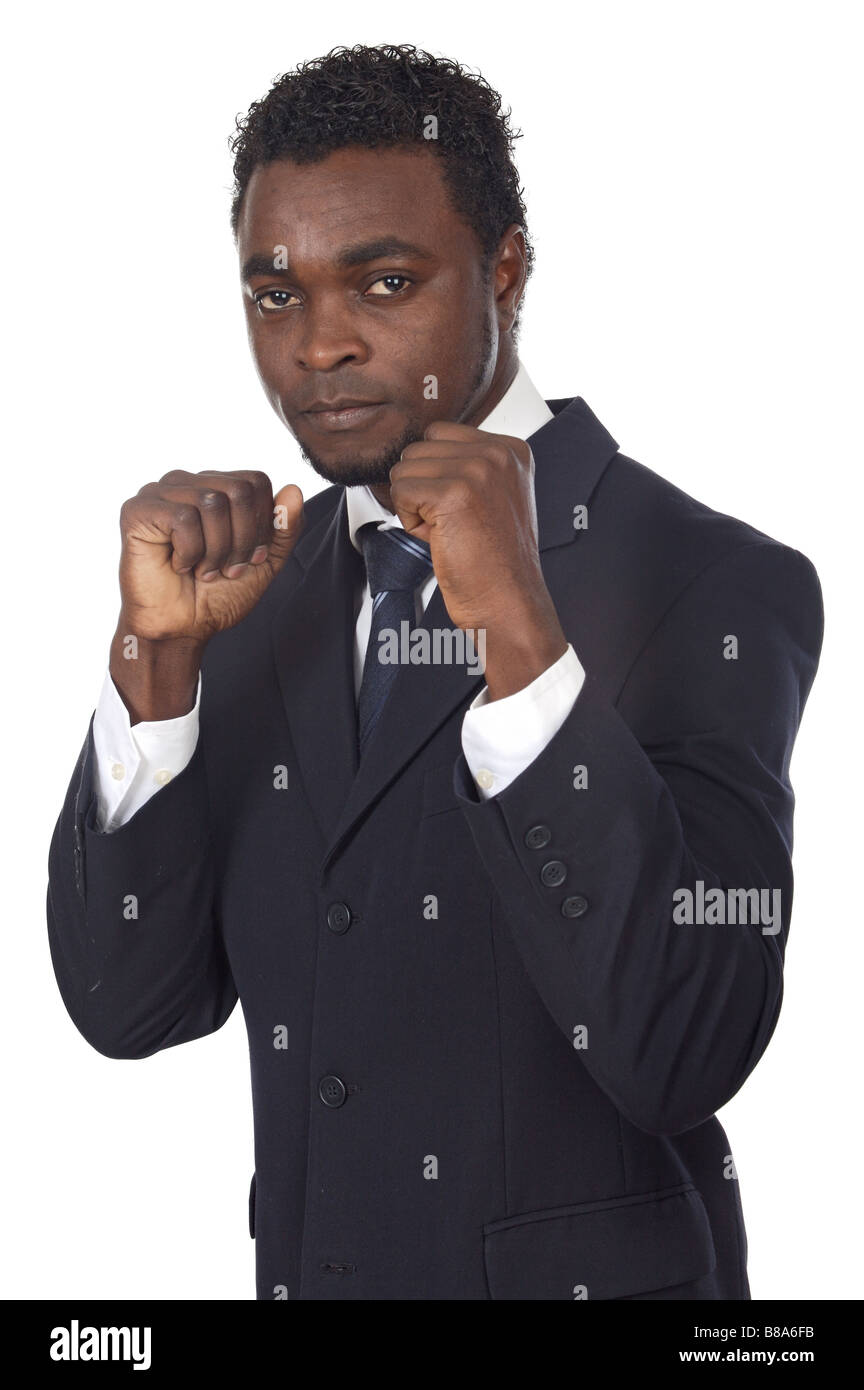 Black Man in an aggressive boxing pose Stock Photo - Alamy