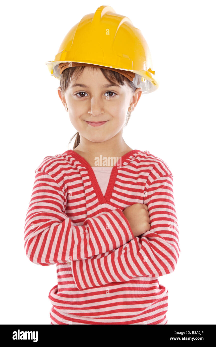 future engineer girl a over white background Stock Photo - Alamy