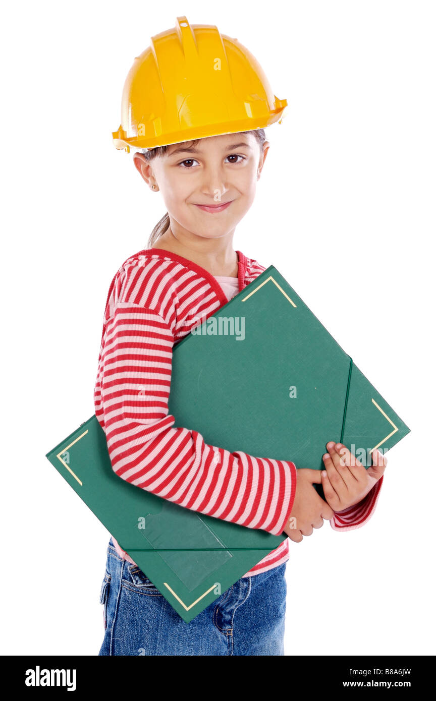 future engineer girl a over white background Stock Photo - Alamy