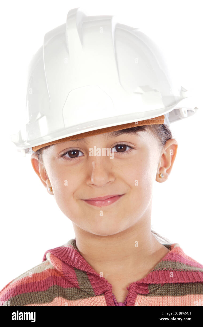 future engineer girl a over white background Stock Photo - Alamy