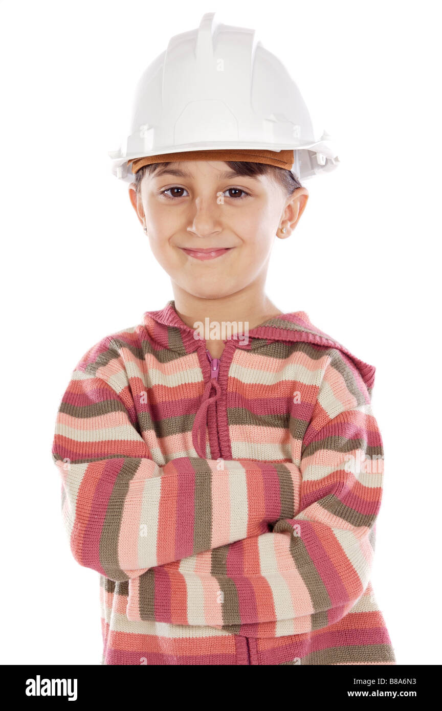 future engineer girl a over white background Stock Photo - Alamy