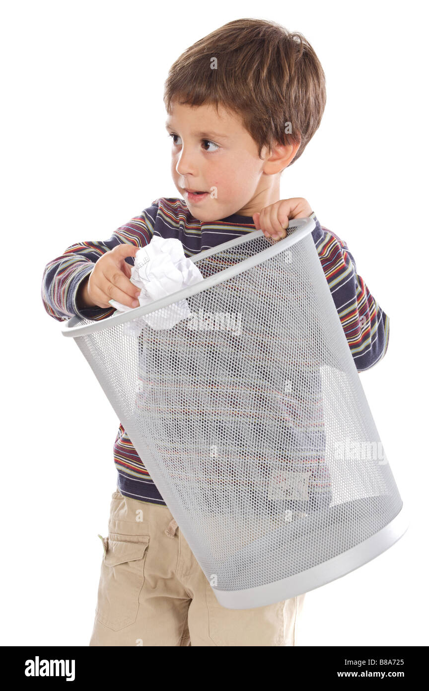 Boy throwing garbage into trash can hi-res stock photography and images ...