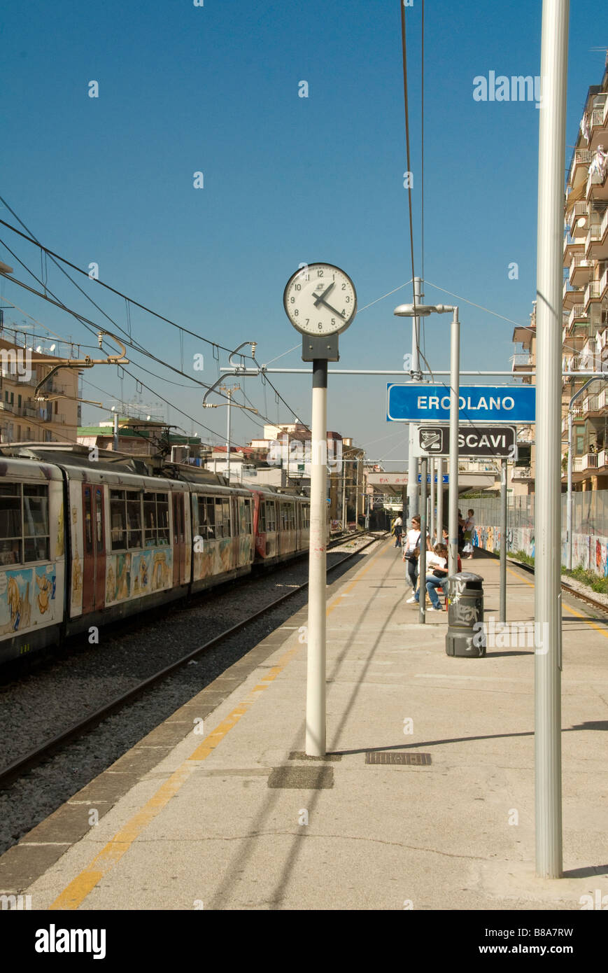 An Italian Train Station Clock, Ercolano, Italy Stock Photo - Alamy