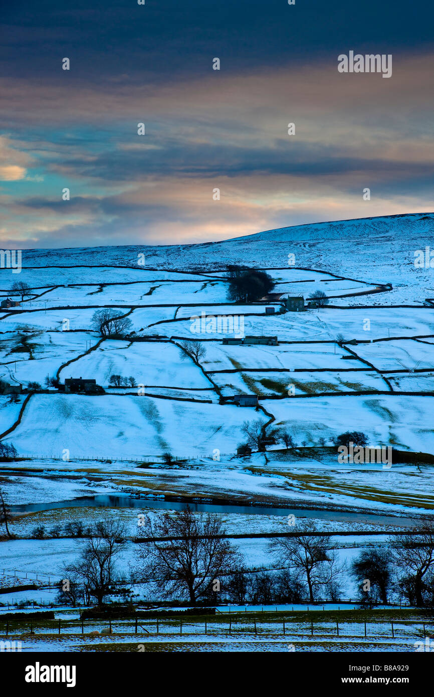 Winter Sunset near Reeth Swaledale Yorkshire Dales National Park Stock ...
