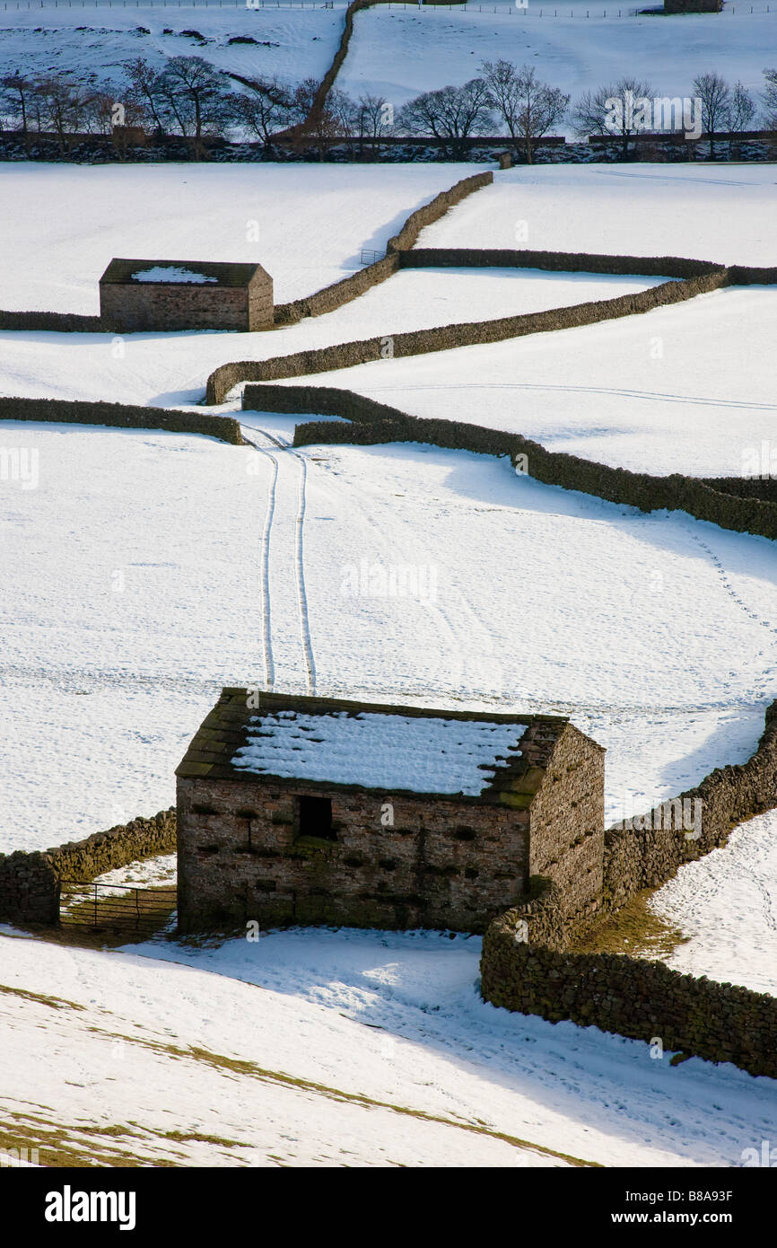 Gunnerside Bottoms Swaledale in Winter Yorkshire Dales National Park ...