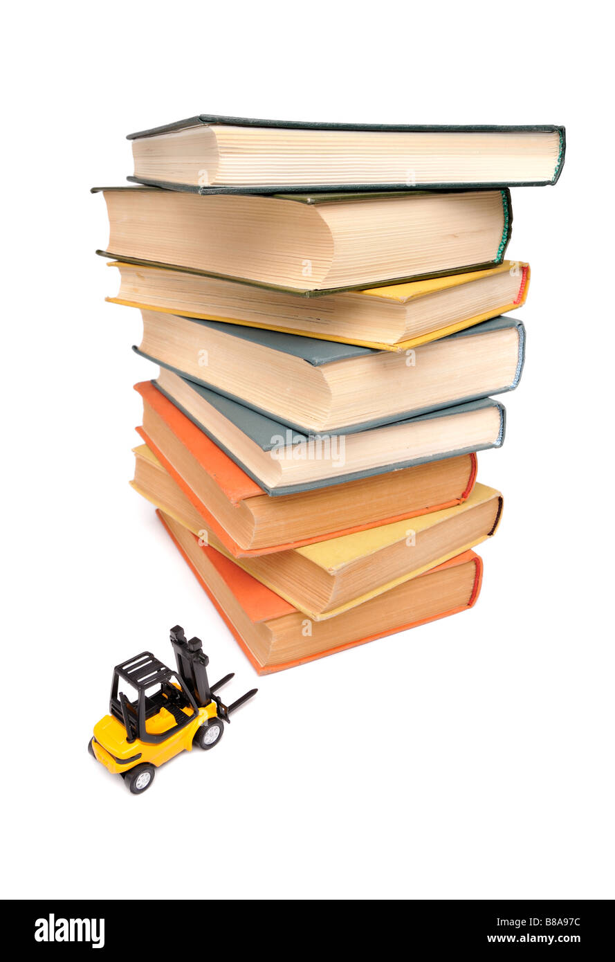 Stack of old books white background wide angle shot Stock Photo - Alamy