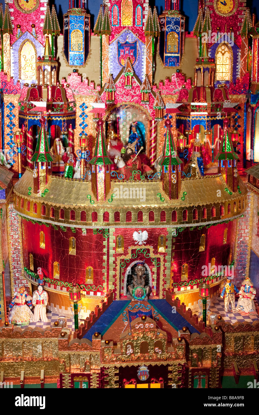 Nativity scene on christmas crib (Szopka). Krakow, Poland Stock Photo ...