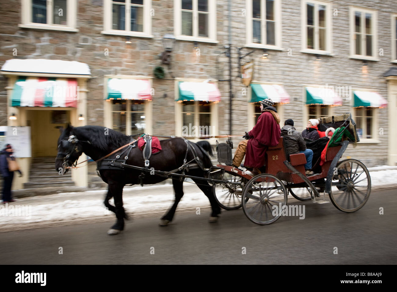 Tourists take carriage ride Rue Saint-Louis Old Town Quebec City Canada ...