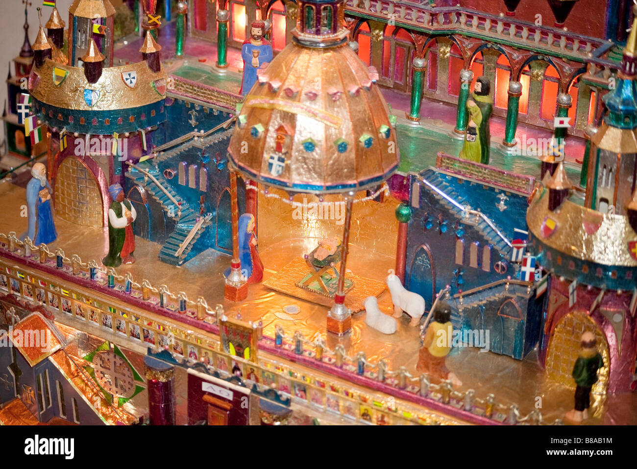 Nativity scene on christmas crib (Szopka). Krakow, Poland Stock Photo ...