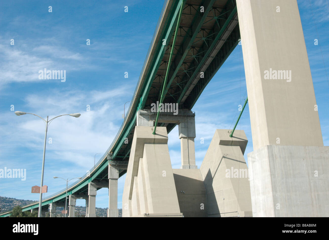 A bottom view of the the Vincent Thomas Bridge Stock Photo - Alamy