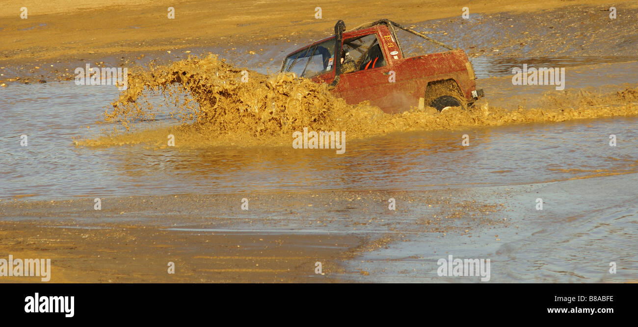 Off roading vehicle going through water at Yarwell Off Roading Course ...