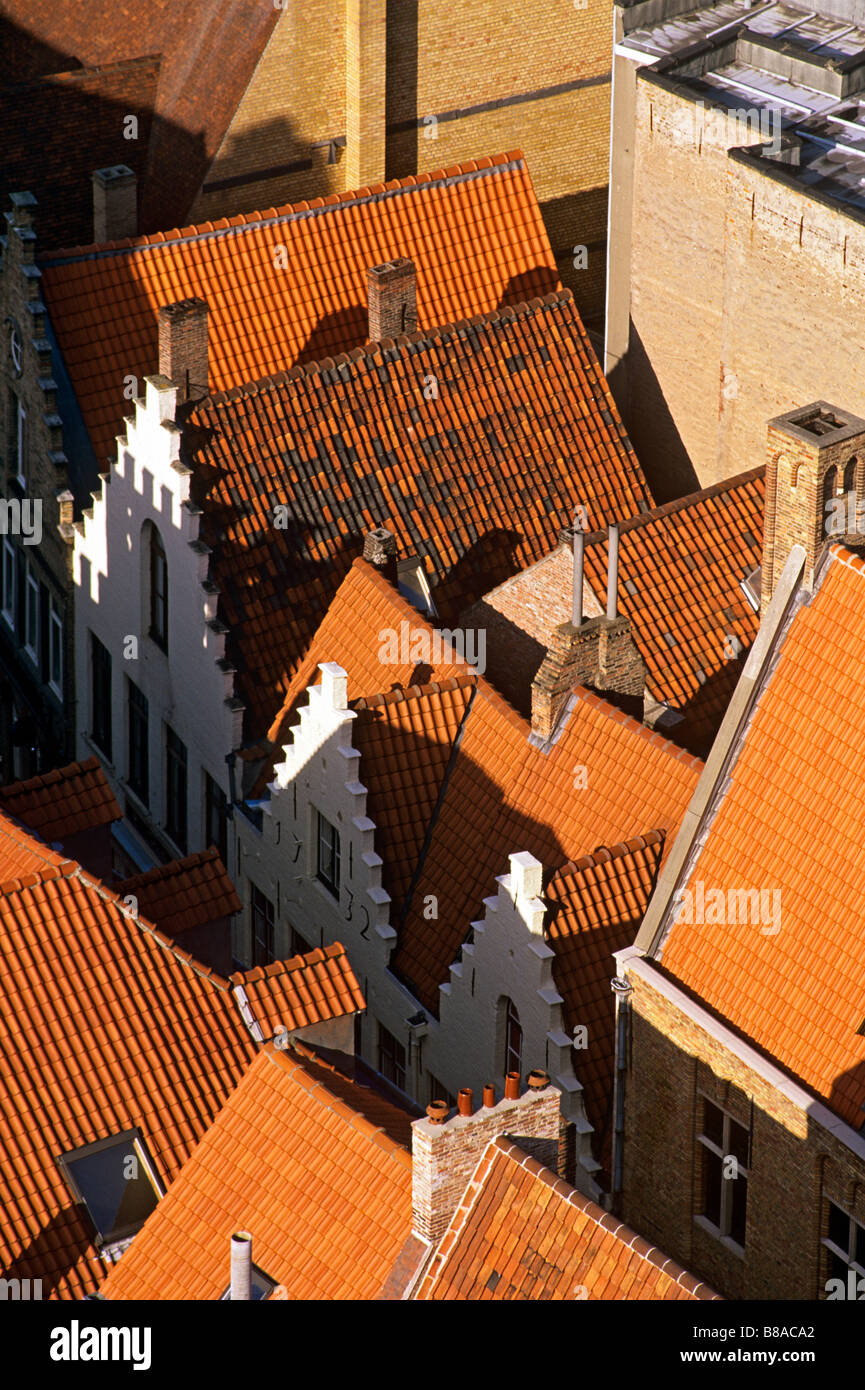 Medieval rooftops of Bruges Brugge Belgium from the 83 metre high ...