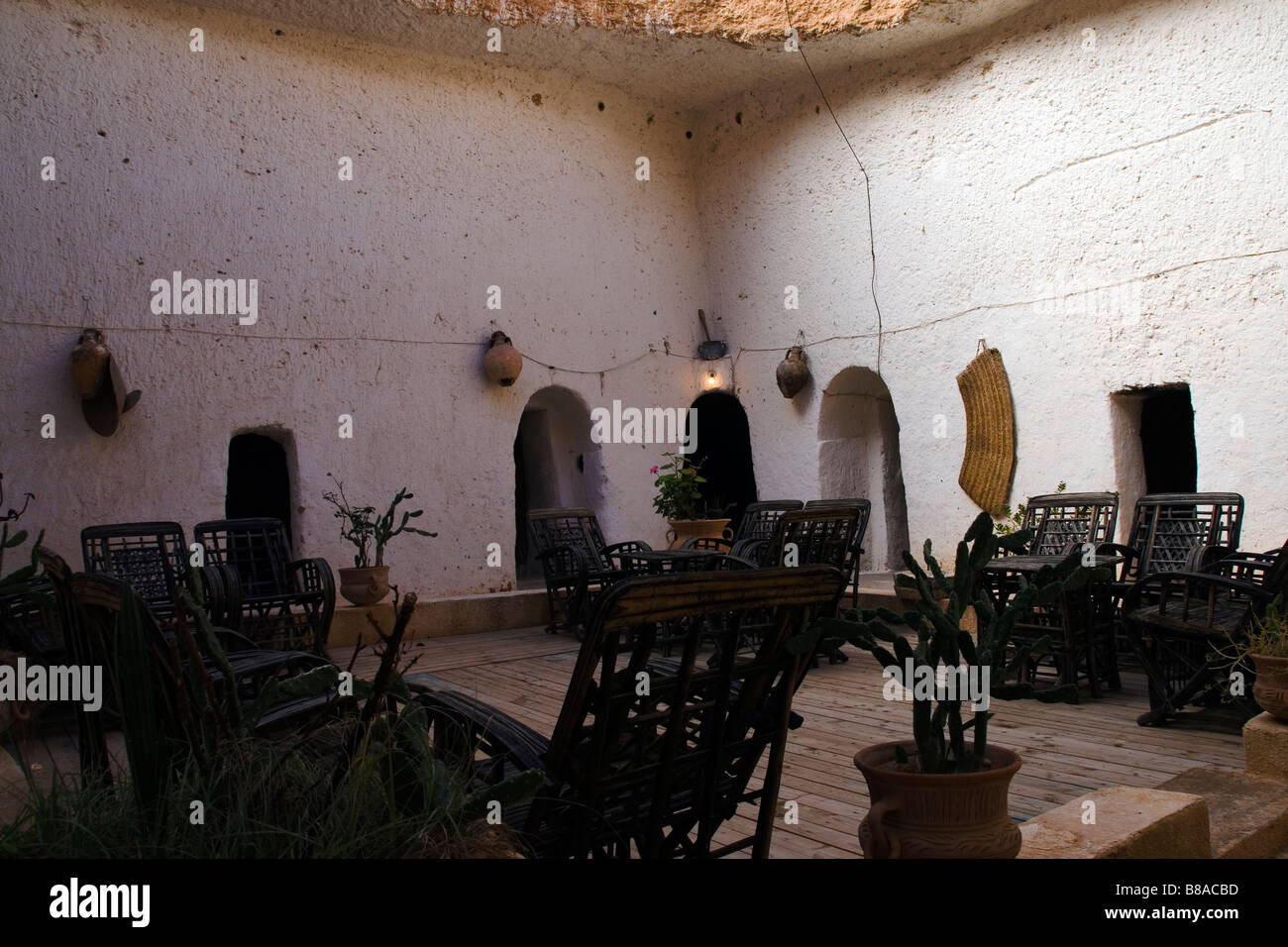 Interior of old dwelling cut deep into soft rock in Gharyan, Libya ...