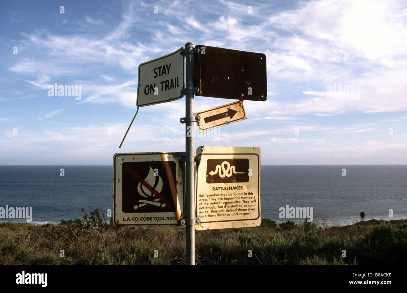 rattlesnake warning sign Malibu California USA Stock Photo - Alamy