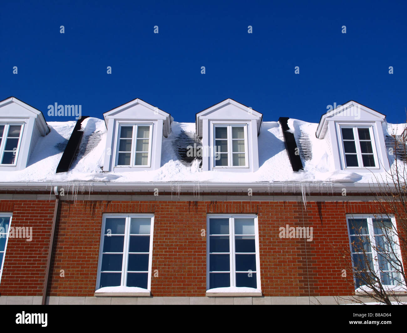 The rooftops of several town homes in a residential area Stock Photo ...