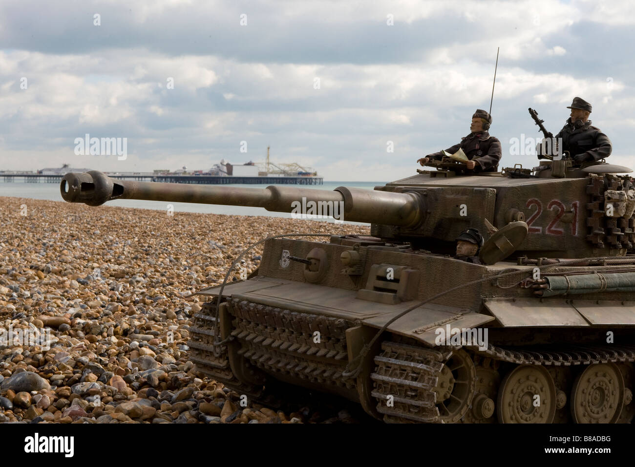 Radio controlled 1 6 scale model German Tiger tank on Brighton beach ...
