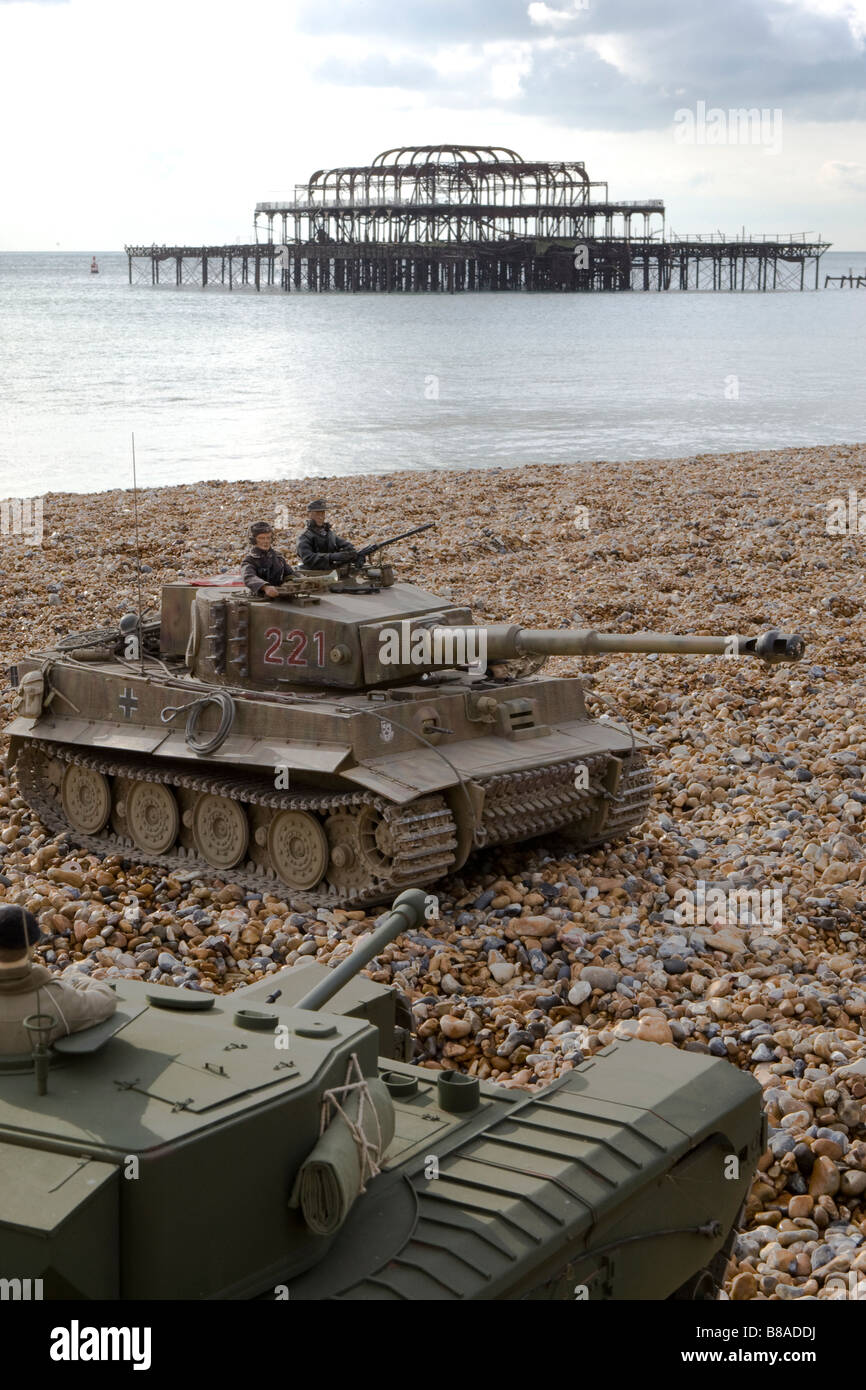 Radio controlled 1:6 scale model British Churchill tank (left) and ...