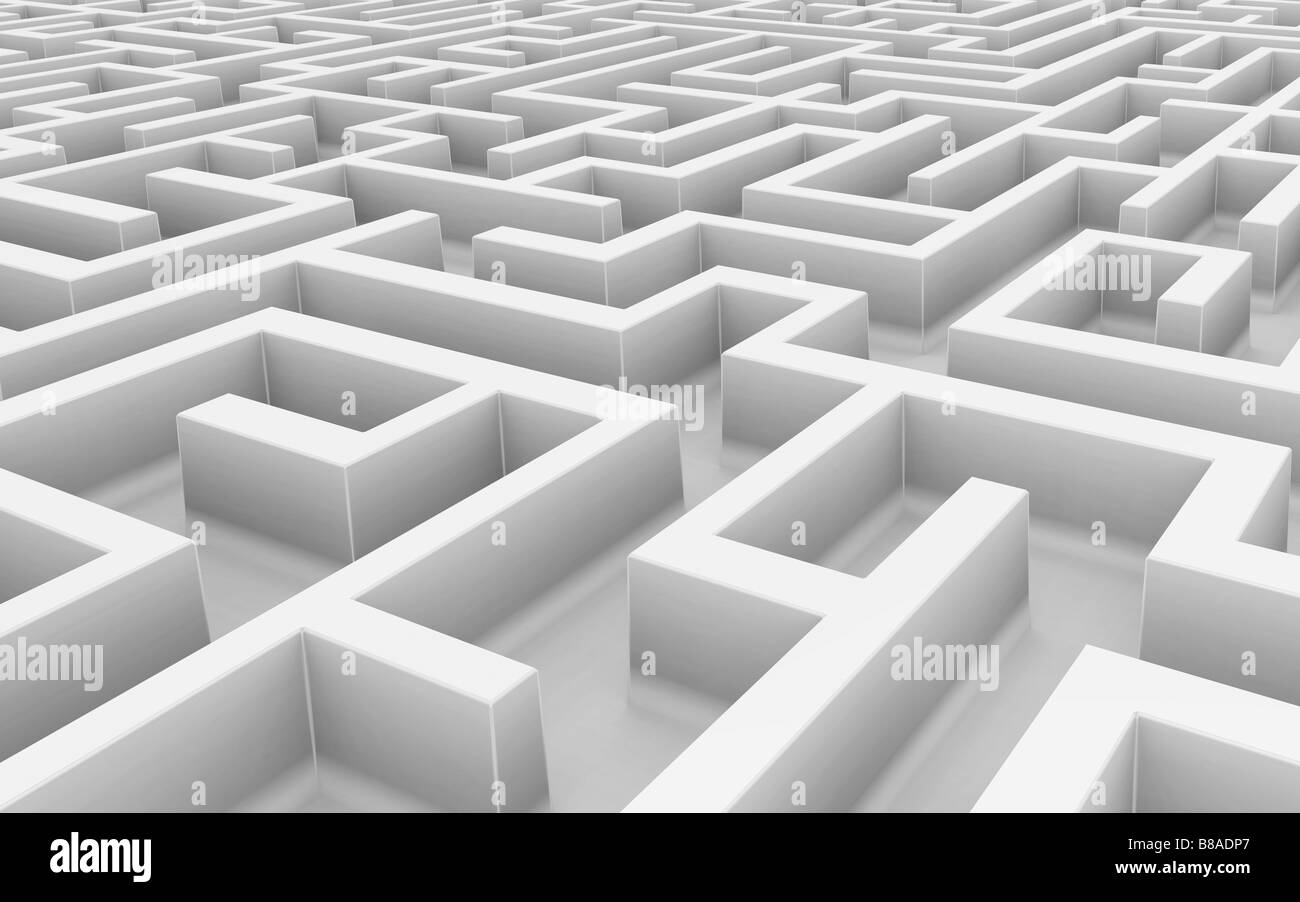 White maze (3D illustration Stock Photo - Alamy