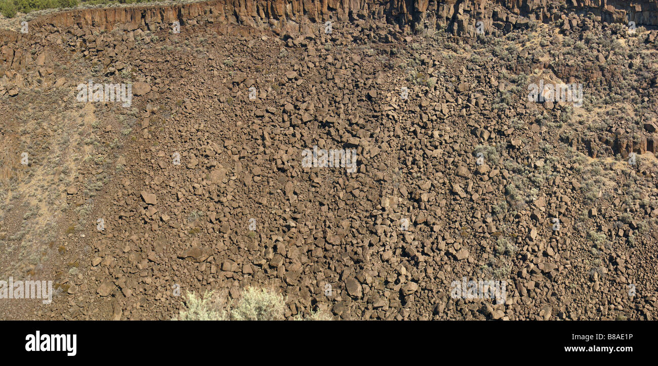 Panorama Basalt cliffs and talus from ancient lava flow Crooked River ...