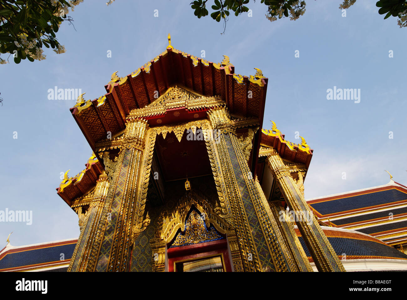 Golden entrance Wat Ratchabophit temple in central Bangkok Thailand ...