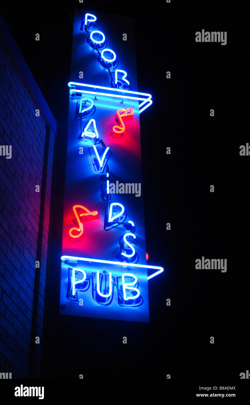 Poor David's Pub in Dallas, Texas Sign (Signage Stock Photo - Alamy