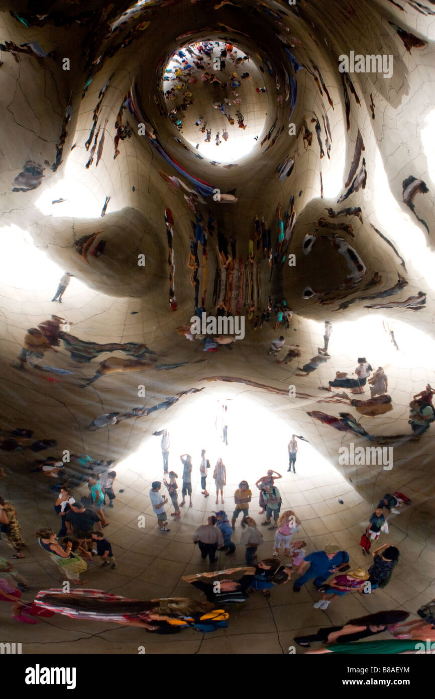 Reflections in the 110 ton elliptical sculpture designed by Anish ...