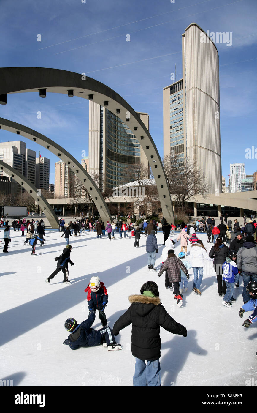 Toronto City Hall and Skating Rink Stock Photo - Alamy